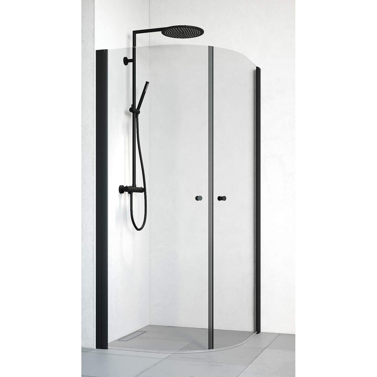 Duschhörna 90x90 Spirit rund med svart profil | Ballingslöv